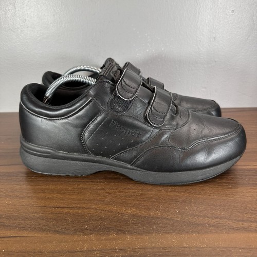 Propet Life Walker Shoes Mens 10.5 Black Leather Double Strap Hook ...