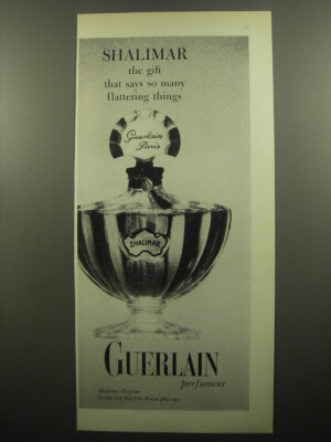 1960 Guerlain Shalimar Perfume Ad - Shalimar the gift that says so many ...