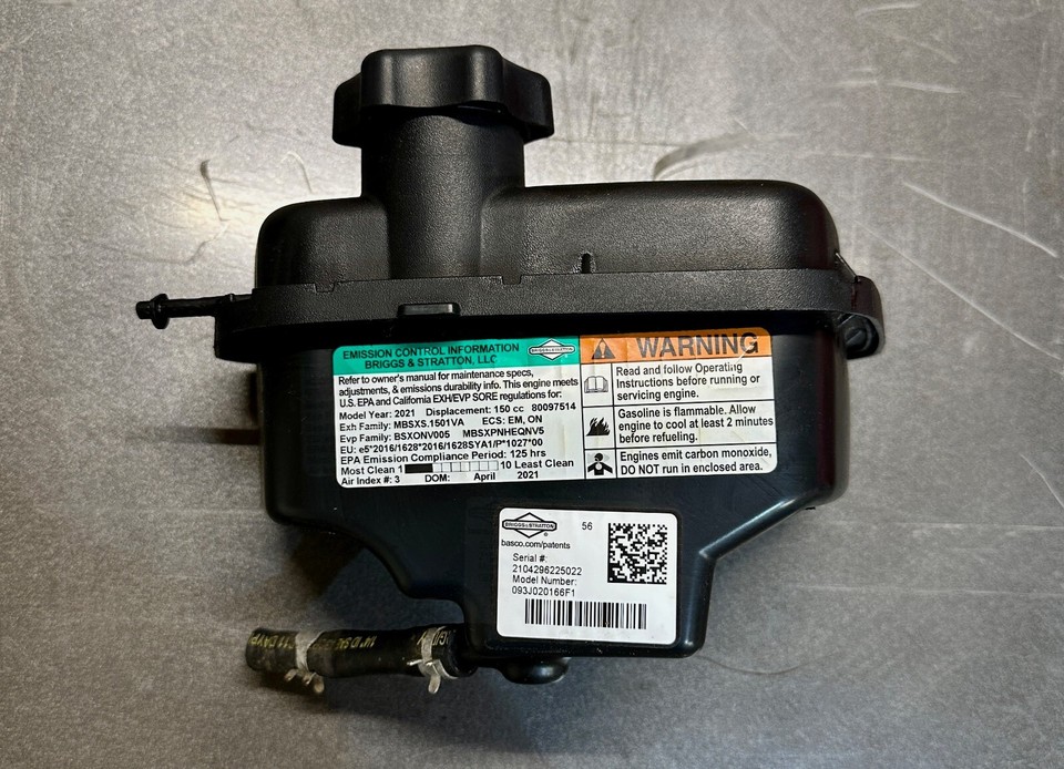 OEM Genuine Briggs & Stratton Fuel Gas Tank 596251 & Gas Cap 596250 ...