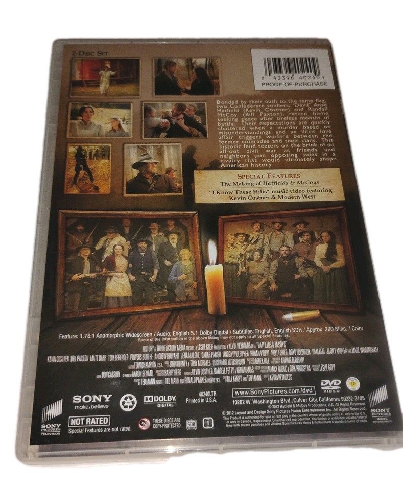The Hatfields & McCoys Drama Kevin Costner Bill Paxton 2 Disc ...