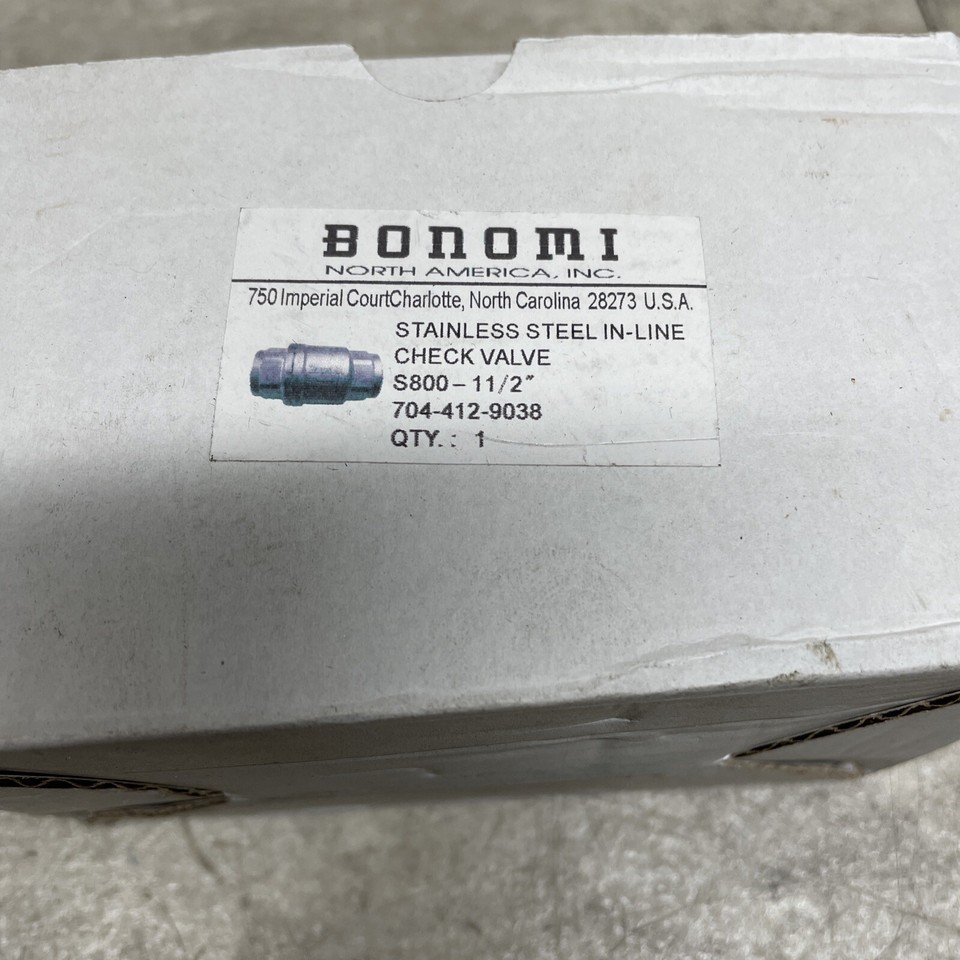 Bonomi S800-1 1/2 Inline Spring Check Valve, Stainless Steel, 1-1/2 ...