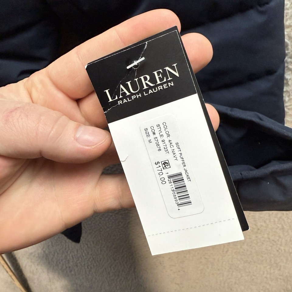 Lauren Ralph Lauren Jacket Womens Medium Blue Soft Puffer Coat Preppy ...