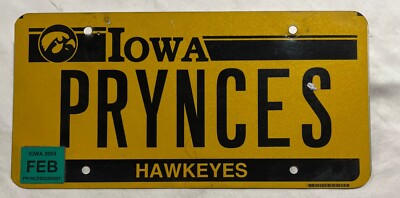 LICENSE PLATES IOWA HAWKEYES VANITY PRYNCES | eBay