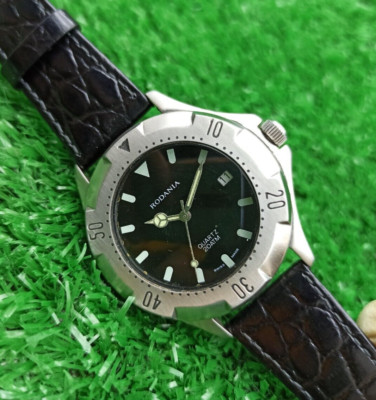 CLASSIC 90s RODANIA DIVER 20 ATM WATCH VINTAGE SWISS AMAZING BLACK DIAL ...