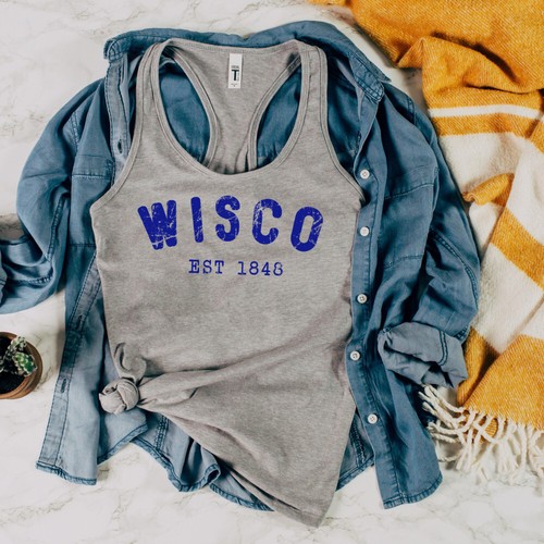 Womens Adult Casual Graphic Racerback Tank Top- WISCO | eBay