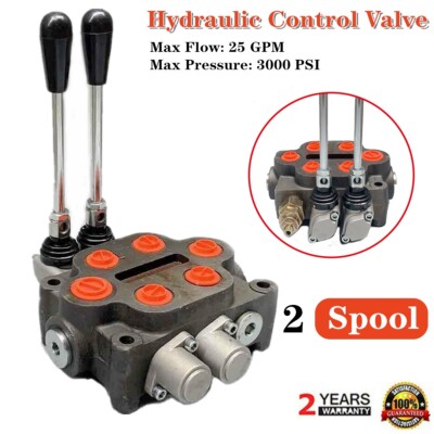 2-Spool Hydraulic Monoblock Double Acting Control Valve, 25 GPM, SAE ...