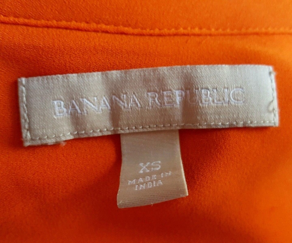 Banana Republic Blouse Pleated Brutton Front Long Sleeve Orange ...