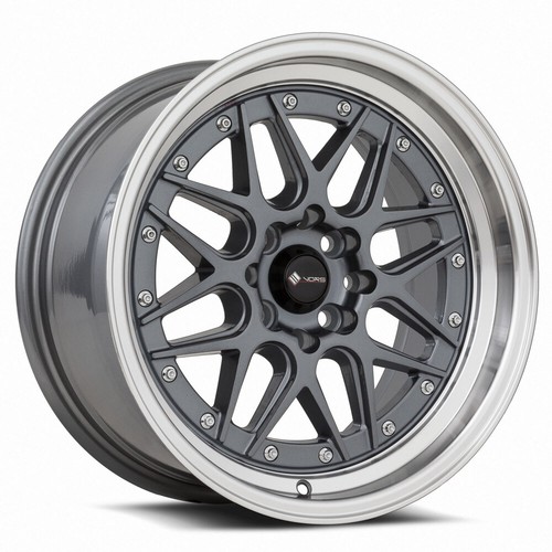 16x8 Vors VR7 4x100,4x114.3 +20 Gun Metal Machine Chrome Rivet Wheels ...