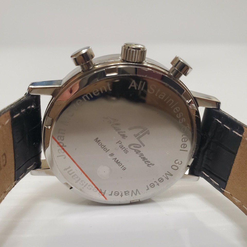 Alain Carnet Paris Quartz Watch Round Black Dial Stainless Steel Model ...