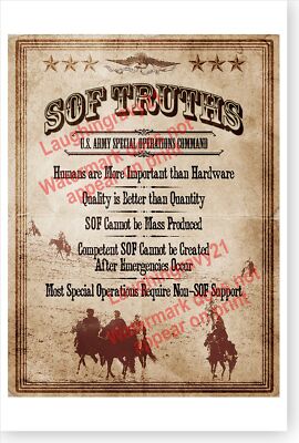 Army Special Forces Operations SOF Truths Unconventional Warfare Poster Ver. 2 | eBay