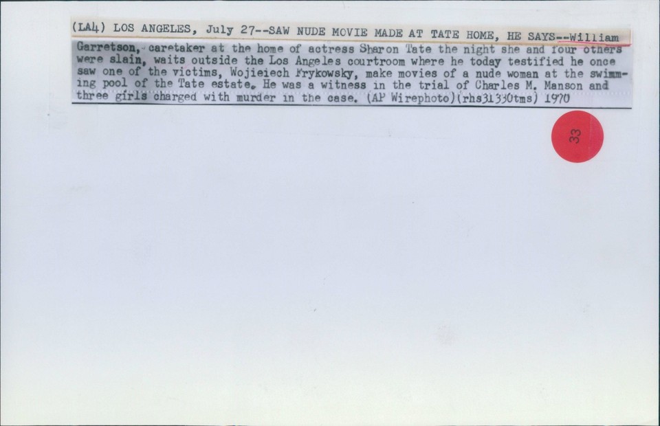 1970 Press Photo Witness William Garretson in Charles Manson-Sharon ...