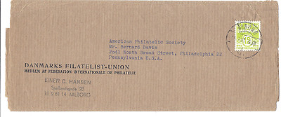 Denmark Philatelic Cover/Wrapper - 1961 - Danmarks Filatelist Union ...