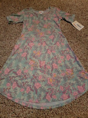 LuLaRoe Kids NWT Girls 10 Adeline Dress Floral- blue, purple, yellow | eBay