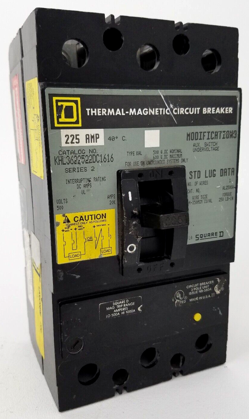 KHL3622522DC1616 Square D 225 Amp 600VDC Circuit Breaker *NEXT DAY ...