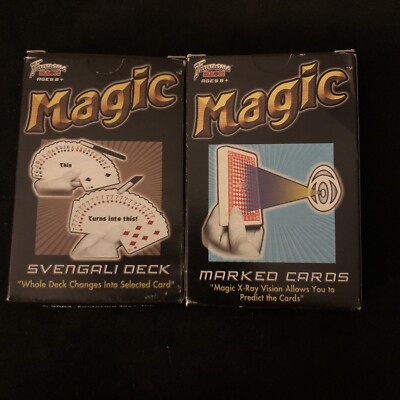Lot Of 2 Sets Magic Playing Cards Tricks: Svengali & Marked Deck New W ...