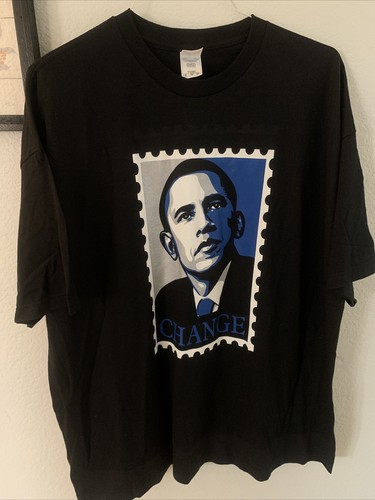 Barack Obama TShirt 3XL Black Change 08 Stamp Graphic Tee V-Neck Casual ...