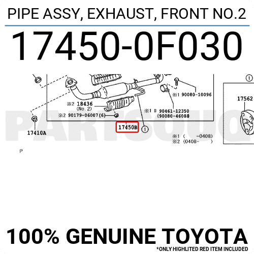 174500F030 Genuine Toyota PIPE ASSY, EXHAUST, FRONT NO.2 17450-0F030 | eBay