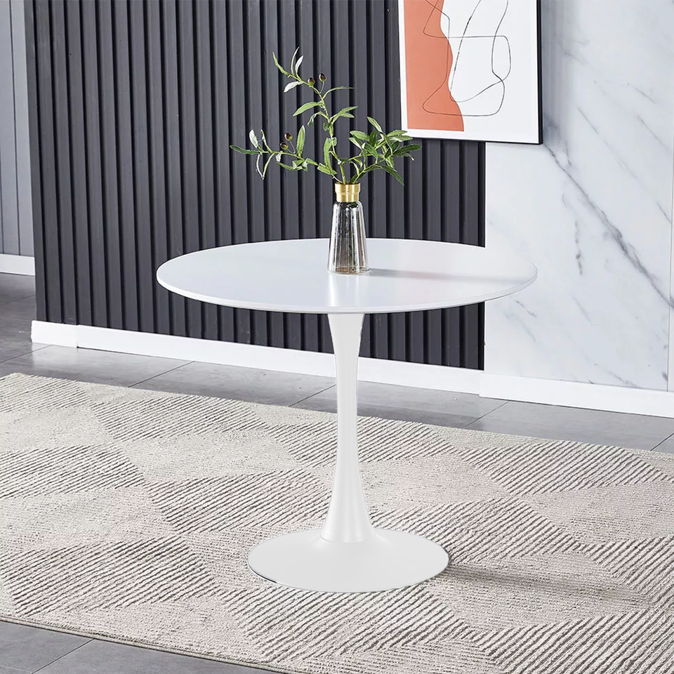 WHITE ROUND PEDESTAL DINING TABLE LEGS KITCHEN LIVING ROOM COFFEE TABLE ...