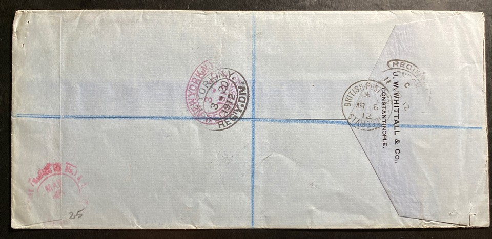 1912 Constantinople British Levant Registered cover To new York USA | eBay