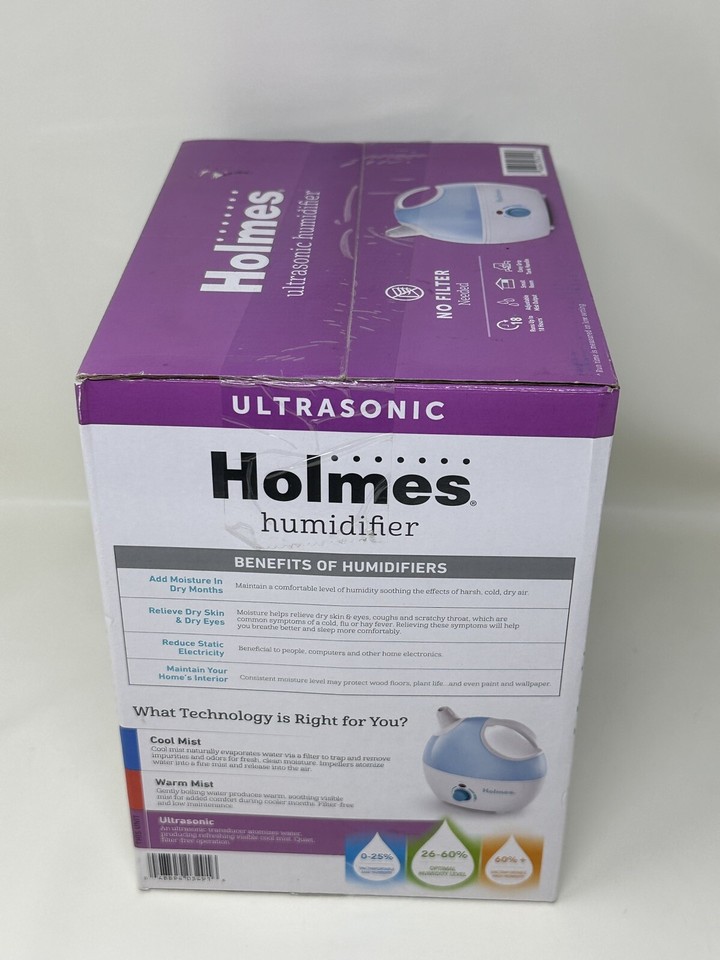 Holmes Ultrasonic Humidifier No Filter Needed 18 Hours Adjustable Mist ...