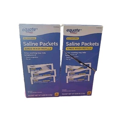 2 Equate All Natural Saline Packets Sinus Wash Refills Exp 08/2026 | eBay