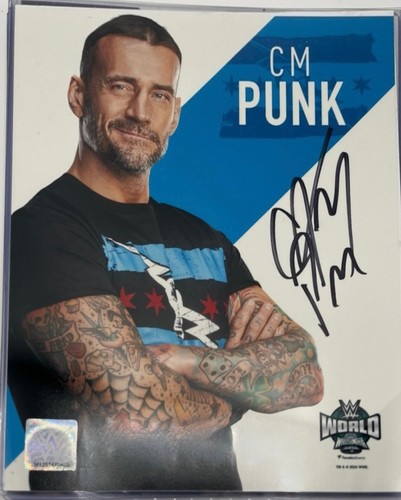 WRESTLEMANIA 40 CM PUNK AUTOGRAPH SIGNED VIP PHOTO WWE WORLD XL ...