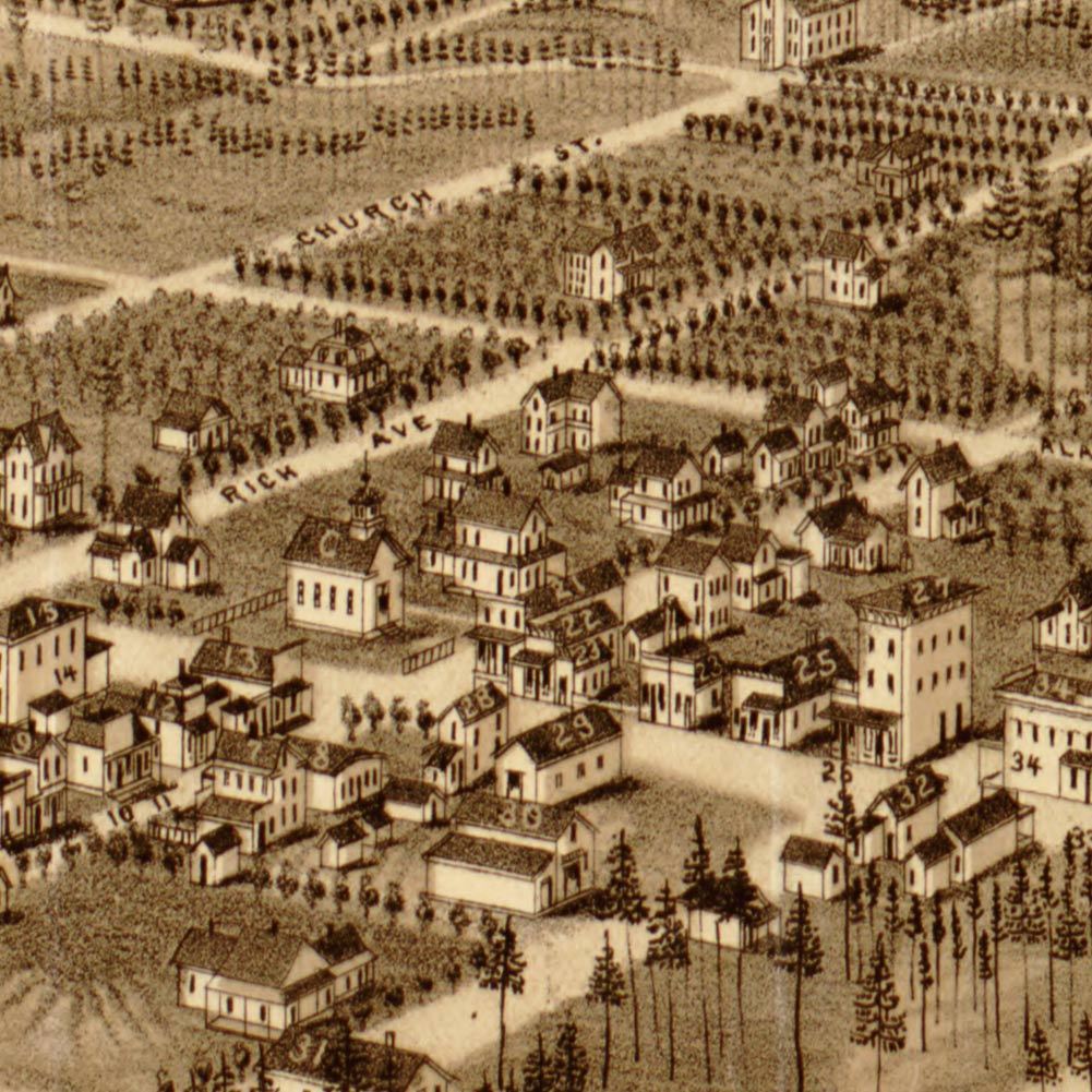 DELAND City MAP Volusia County Florida circa 1894 - Vintage Reprint Art ...