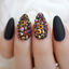 3-D Matte STILETTO *ANGEL IN DISGUISE* Gems Black Full Cover Nail Tips ...