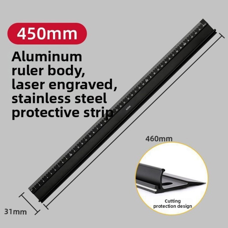 Precision Safety Ruler with Guard for Crafting and Household Cutting ...