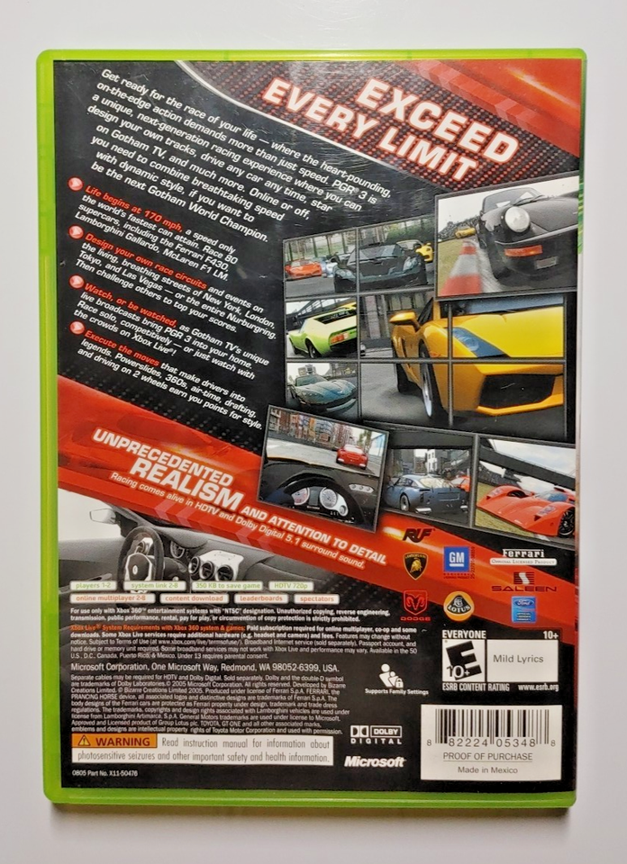 Project Gotham Racing 3 (Microsoft Xbox 360, 2005) CIB Complete Tested ...