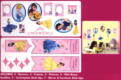 Disney Princess Wall Sticker Decals Party Room Decor Bell Cinderella ...