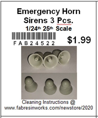 FAB Resinworks 24522 Police/Emergency Horn Siren 1/25th Scale 3 Pieces ...