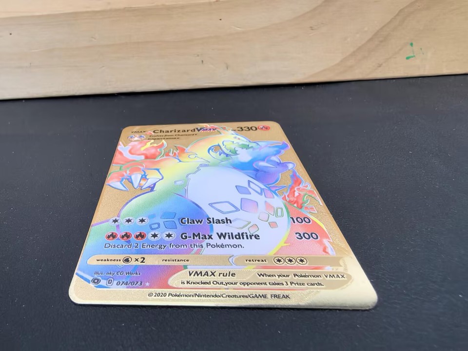 Charizard VMAX Rainbow Gold Metal Pokémon Card Collectible/Gift/Display ...