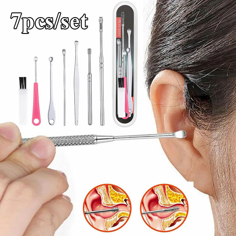 7PCS Innovative Spring Ear Wax Cleaner Tool Set Ear Pick Ear Wax ...