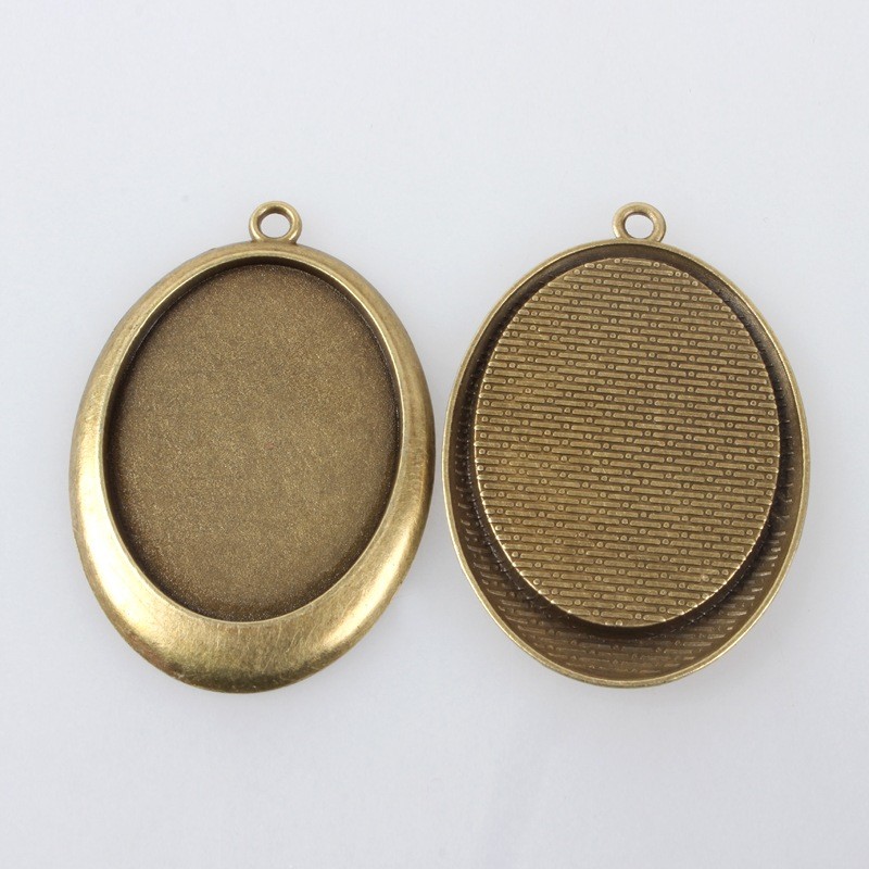 10pcs Antique Bronze DIY Pendant Cabochon Setting Bezels Blanks Oval ...