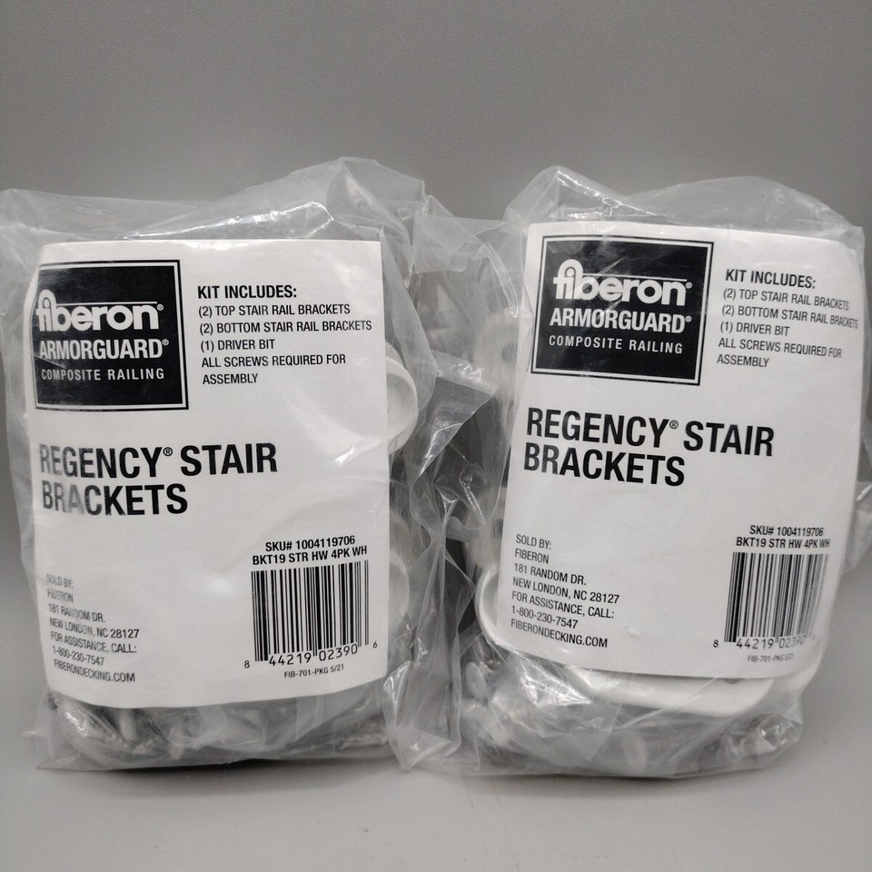 2 Packs Of 4 FIBERON ArmorGuard Regency White Stair Rail Hinged ...