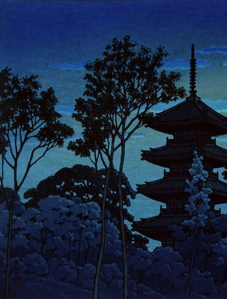 Japanese Art Print Reproduction Hasui Kawase Print Ikegami Honmonji ...