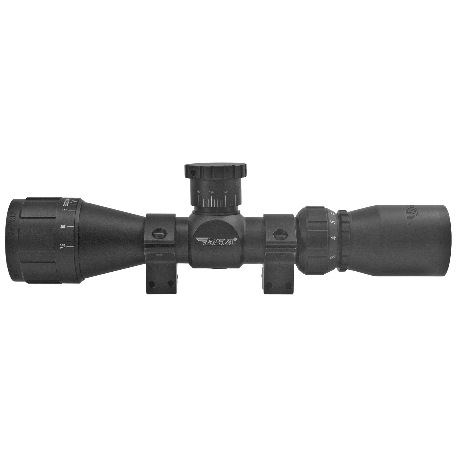 BSA Optics Sweet 22 Rimfire Scope 2-7X32mm 30/30 Duplex Reticle Black ...