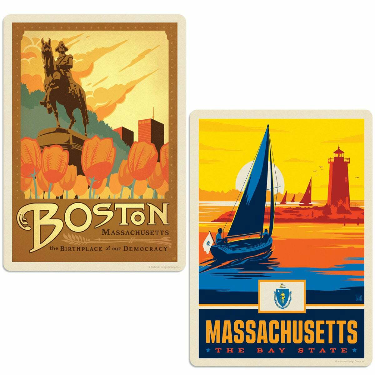 Boston Massachusetts Paul Revere Statue Sticker Set of 2 Decals | eBay