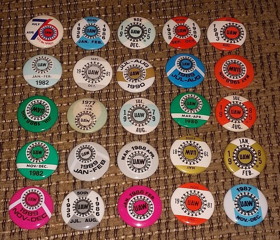 Vintage Union Pins UAW Member Pinback dues button Lot of 25 Detroit ...