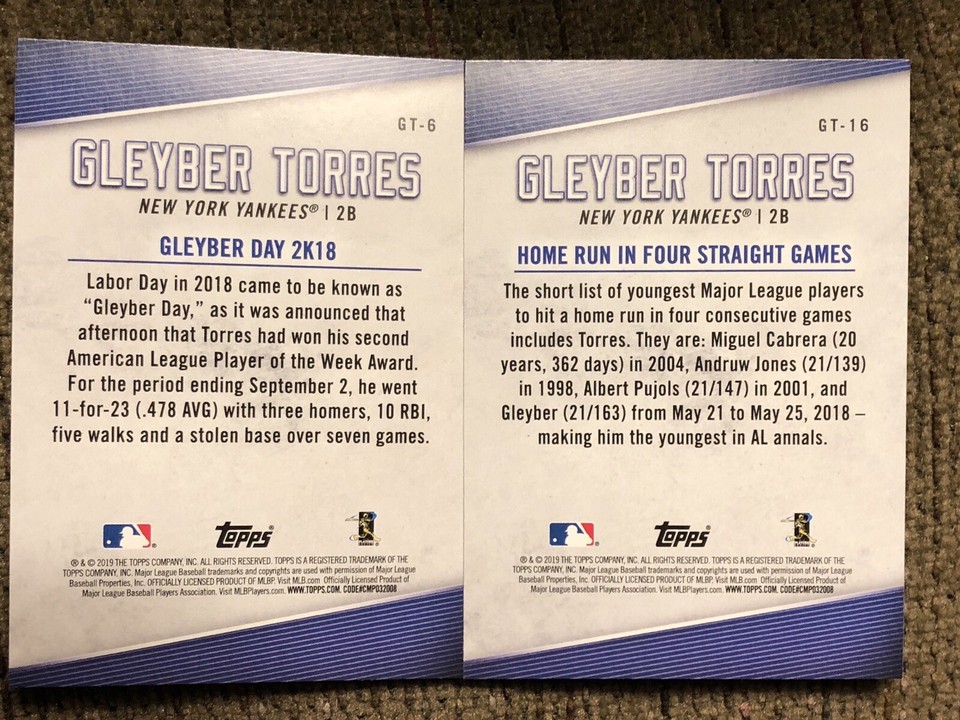 2019 Topps Gleyber Torres Target Highlights New York Yankees Star Card ...