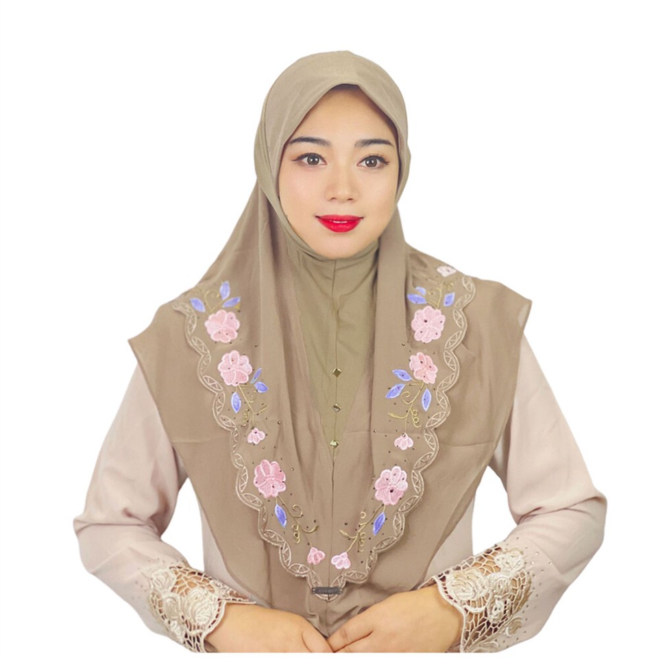 Muslim Instant Hijab Women Prayer Burqa Amira Shawls Embroidery ...