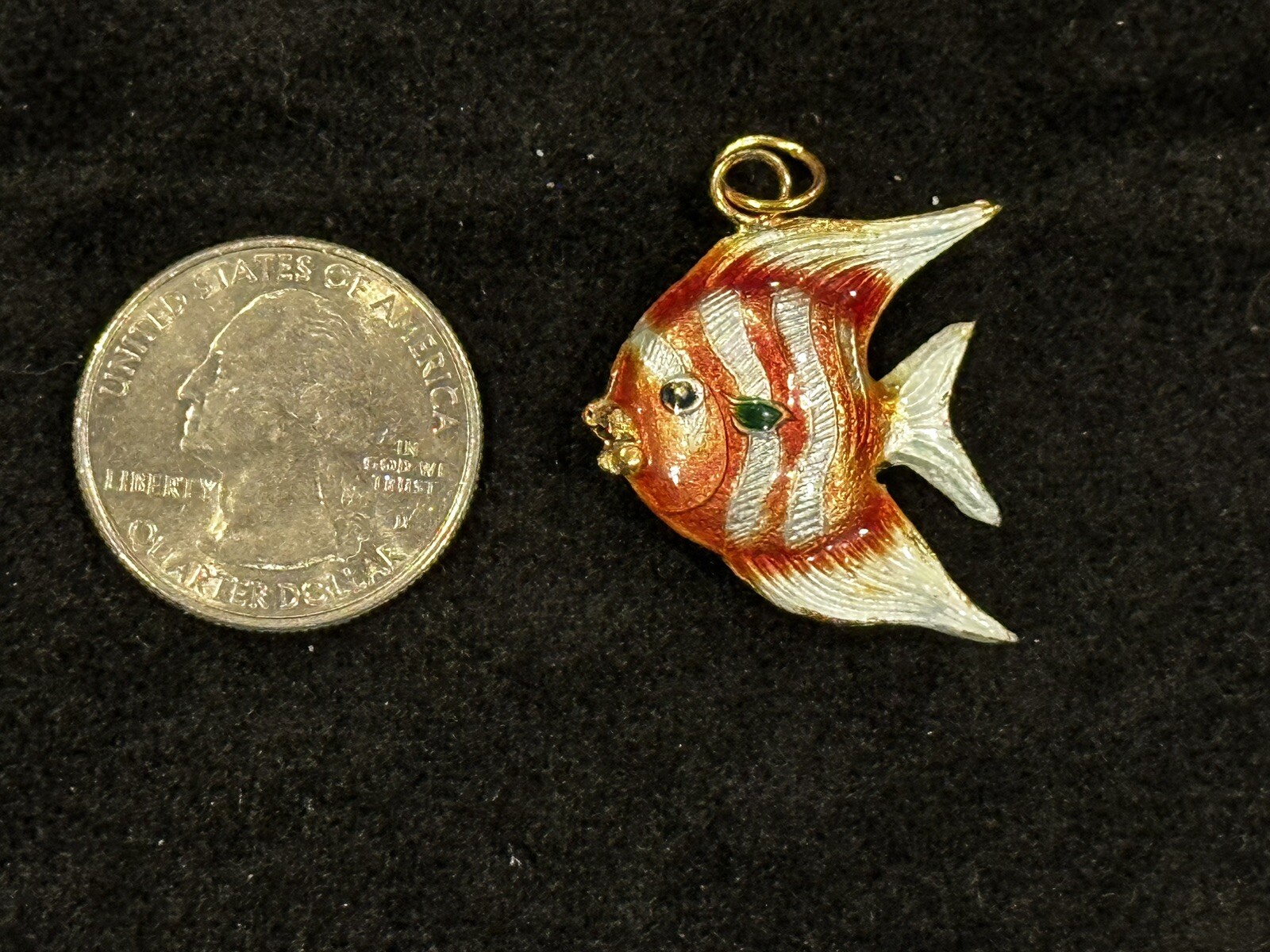 Vintage cloisonné Angelfish pendant - Gem