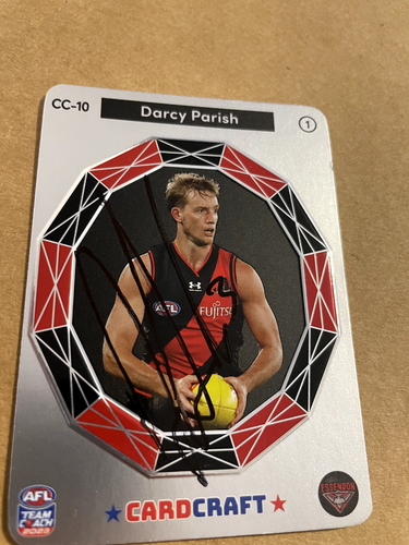 DARCY PARISH **HAND-SIGNED** ESSENDON BOMBERS CARD CRAFT 2023 TEAMCOACH ...