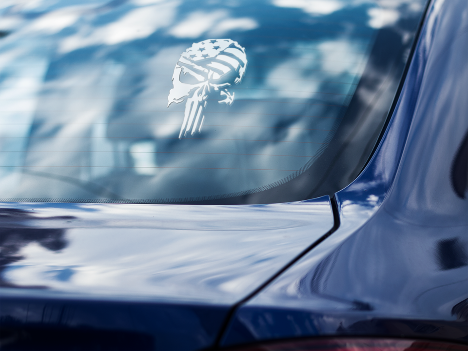 Punisher Car Window Vinyl Decal Military Distressed Skull Star America ...