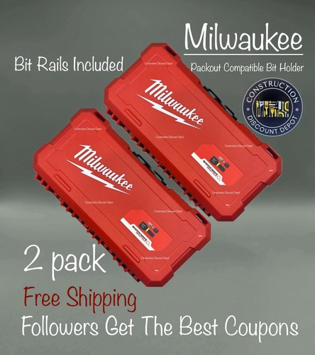 2 Pack Milwaukee Shockwave Bit Storage EMPTY Case Packout Compatible ...