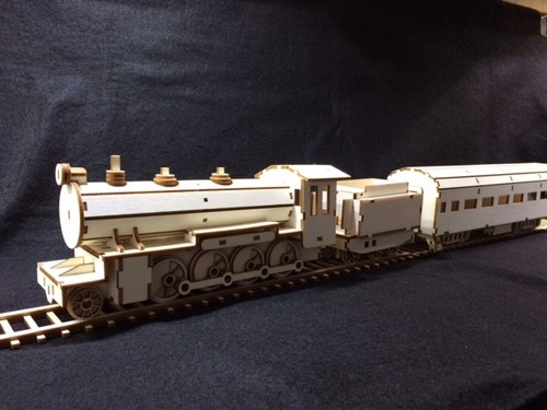 Laser Cut Wooden Steam Train and Passenger Carriage 3D Model/Puzzle Kit ...