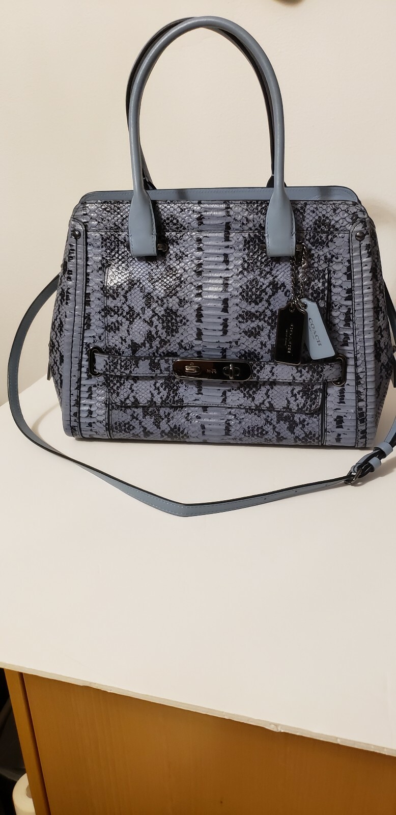 COACH Swagger Satchel Bag Cornflower Blue Large 37585 - Gem