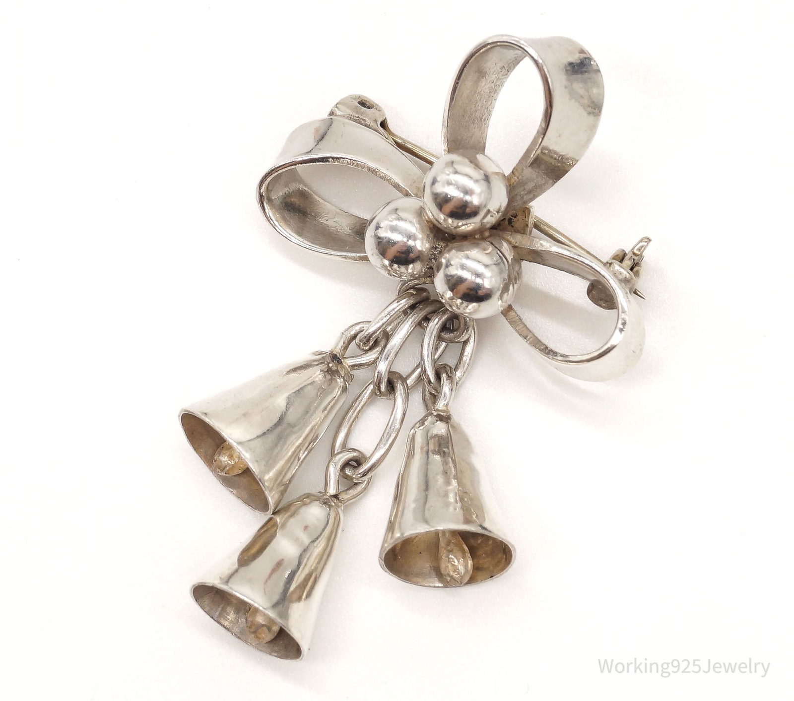 Vintage Mexico Bells Bow & Berrys Sterling Silver Bro… - Gem