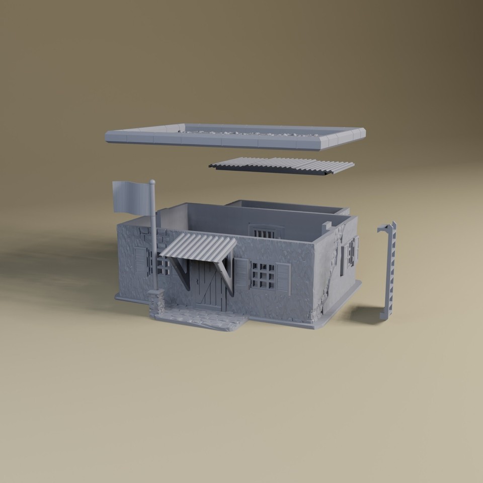 Middle East WWII Admin Building 28mm, 20mm, HO 15mm miniature wargaming ...